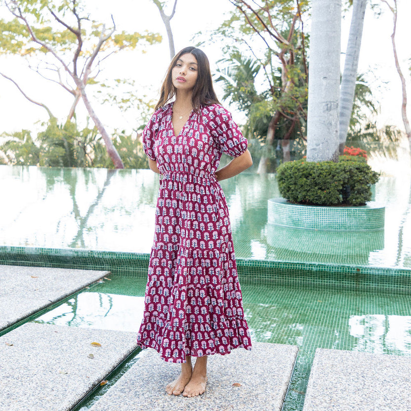 Eshana Maxi Dress - Block Printed Cotton – The Fox and The Mermaid