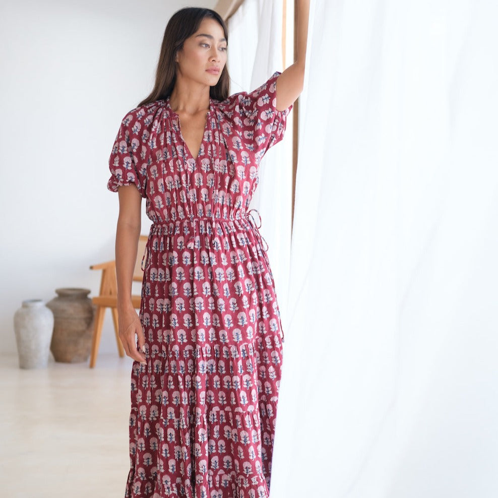 Eshana Maxi Dress - Block Printed Cotton – The Fox and The Mermaid